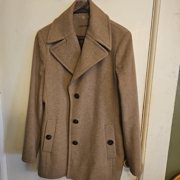 Calvin Klein | Jackets & Coats | Calvin Klein Oat Colored Pea Coat ...